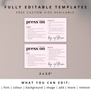 How to Apply Press on Nails Instructions Card Guide Templates, Editable ...