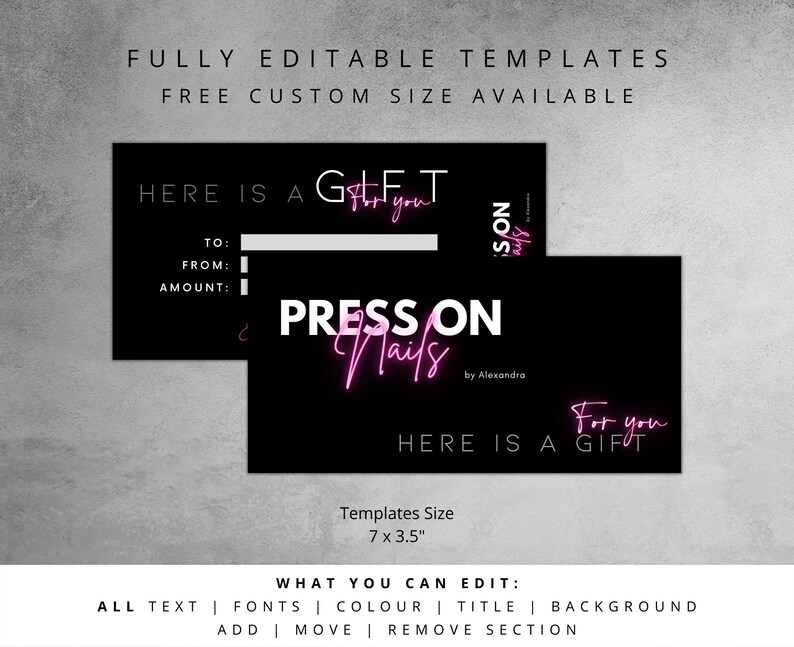 DIY Gift Card Templates Cash Fully Editable Printable - Etsy