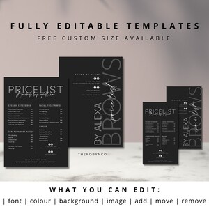 PMU Price List Templates Design Editable Printable Microblading Brows ...