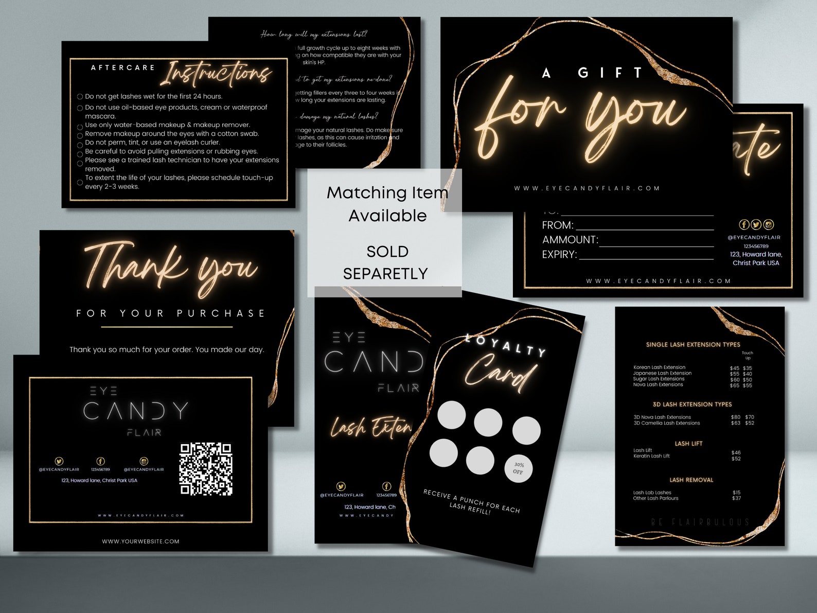 Bundle Neon Price List Template Lash Price List Eyelash - Etsy