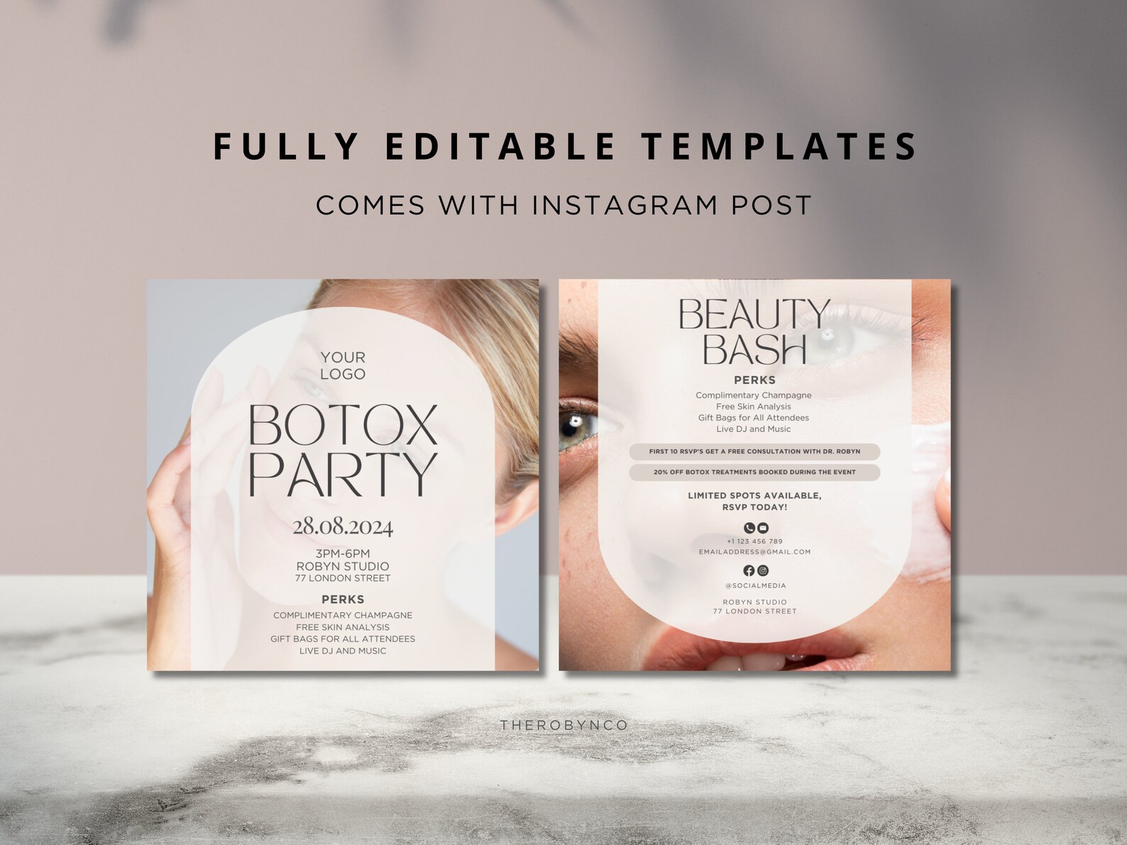 DIY Botox Party Event Beauty Flyer Templates Design, Editable Printable ...