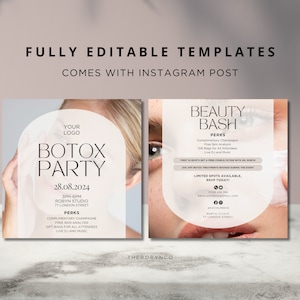 DIY Botox Party Event Beauty Flyer Templates Design, Editable Printable ...