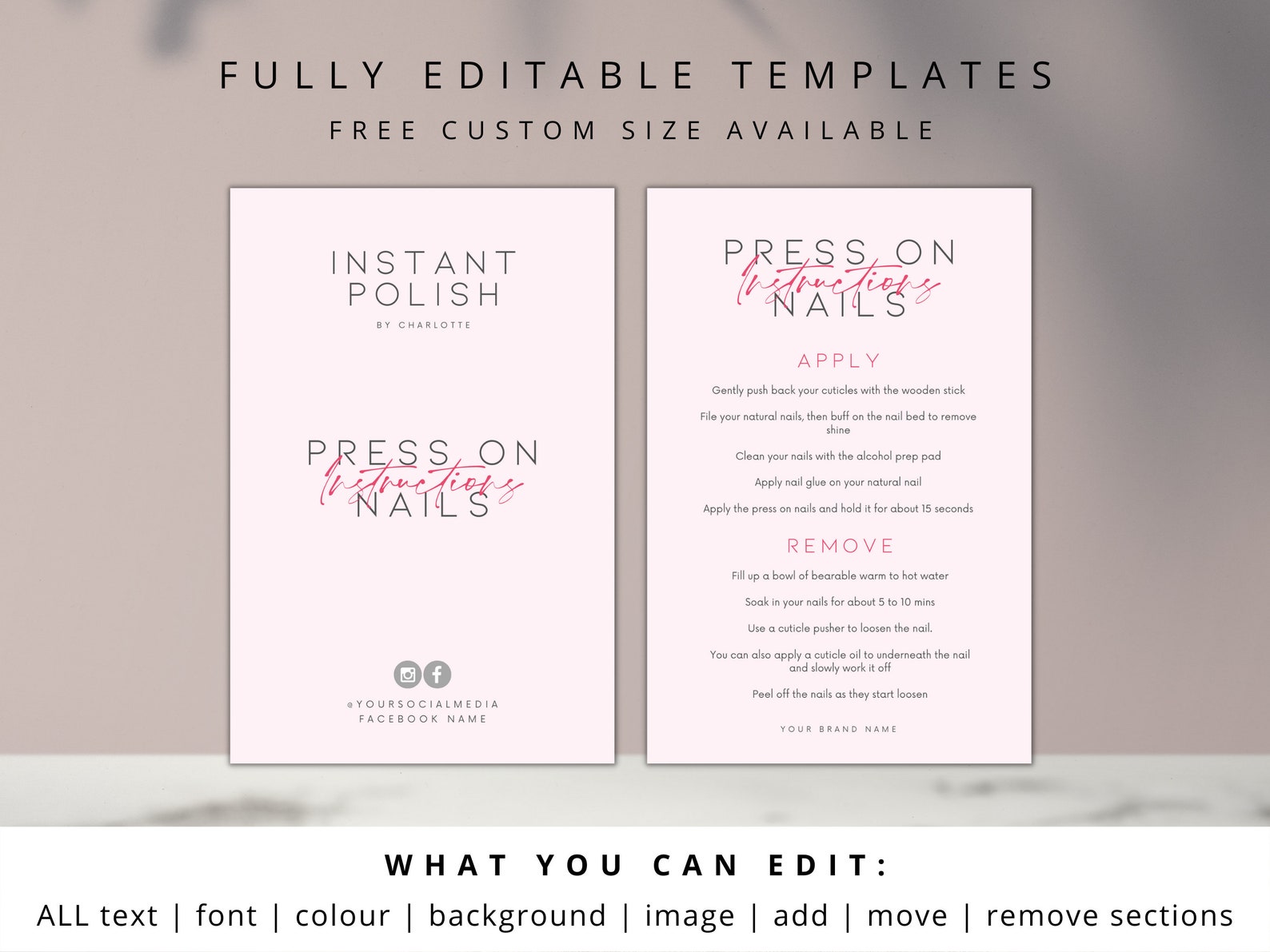 How to Apply Press on Nails Instructions Card Guide Templates - Etsy