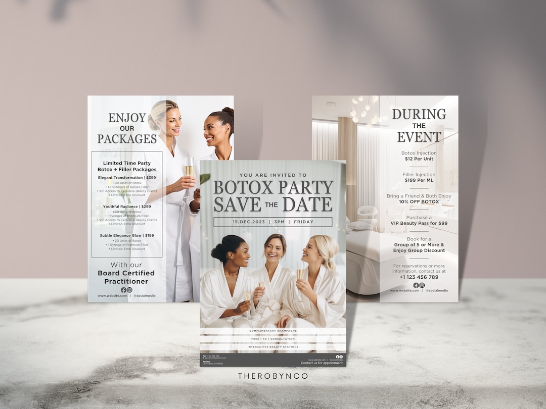 DIY Botox Party Promotional Beauty Flyer Templates, Editable Printable ...