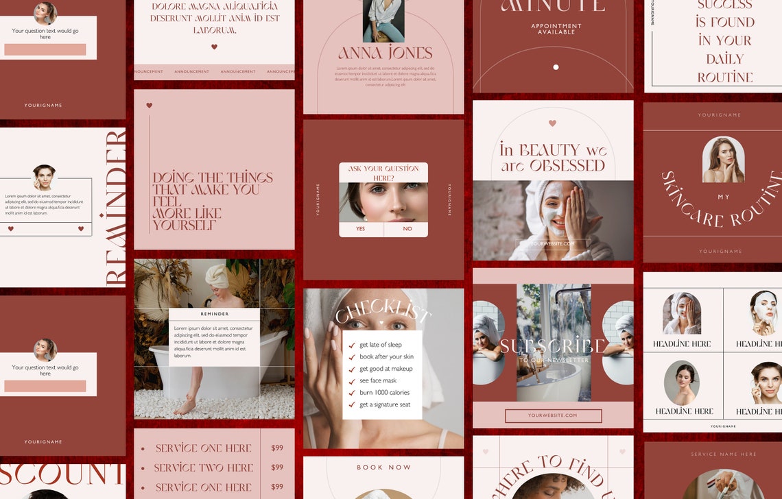 65 Editable Social Media Bundle Pack Template Skincare Beauty - Etsy