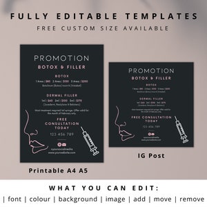 DIY Botox Filler Promotion Beauty Flyer Templates, Editable Printable ...