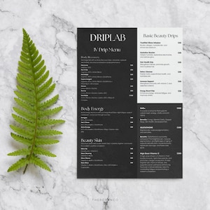 DIY IV Drips Price List Design Templates, Pre Made Complete Menu ...