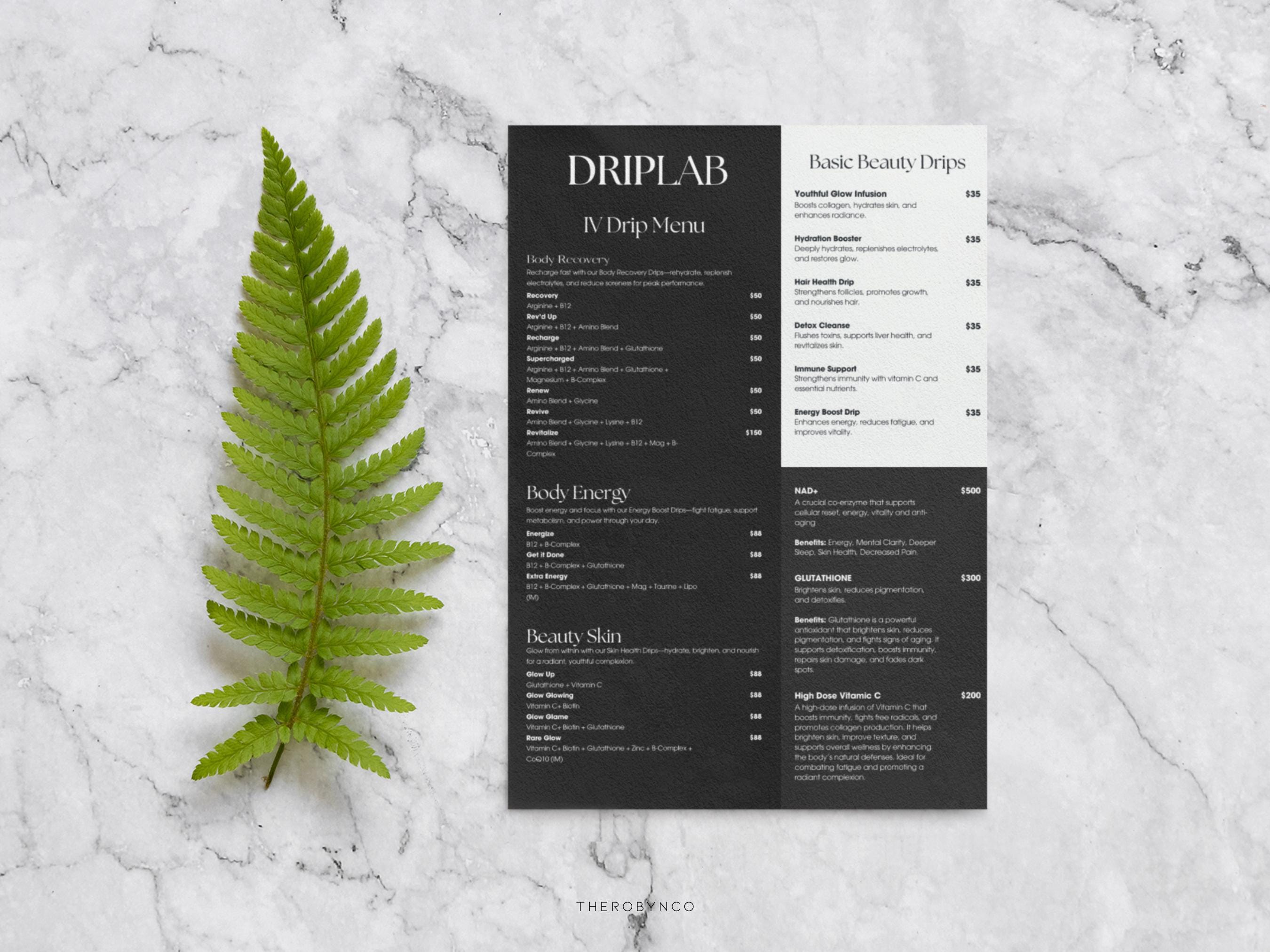 DIY IV Drips Price List Design Templates, Pre Made Complete Menu ...
