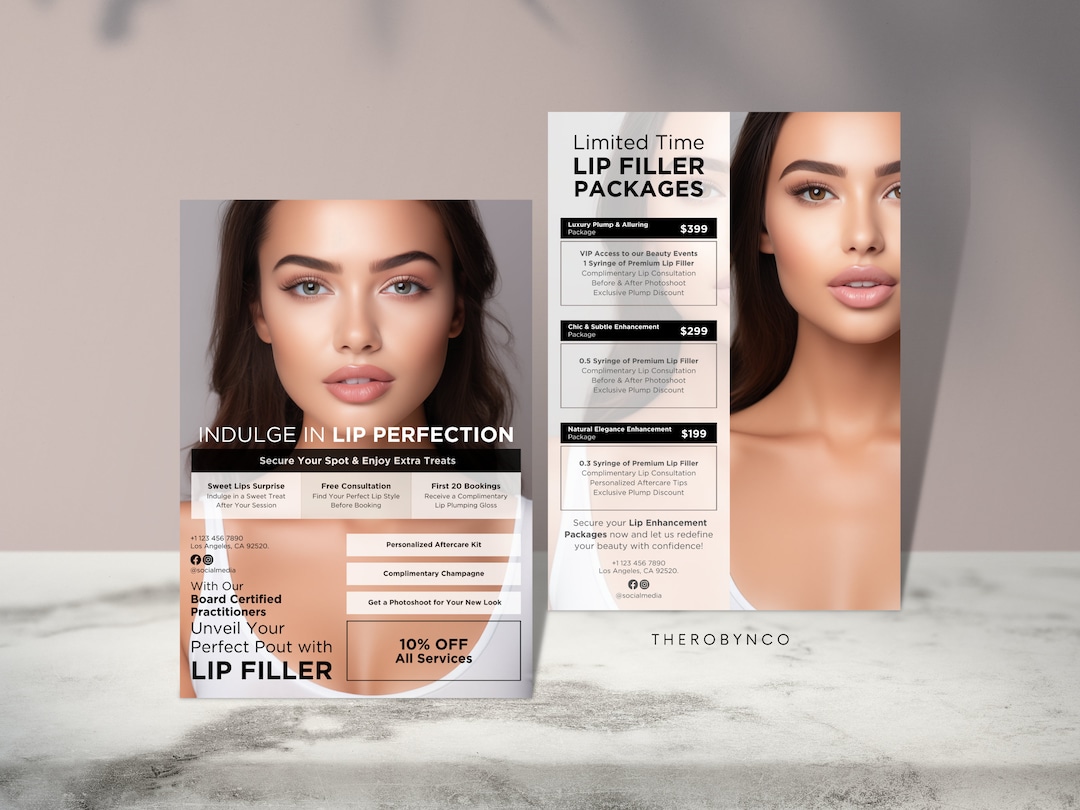 DIY Lip Filler Beauty Flyer Templates Design, Lip Augmentation Packages ...