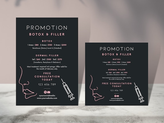 DIY Botox Filler Promotion Beauty Flyer Templates Editable | Etsy