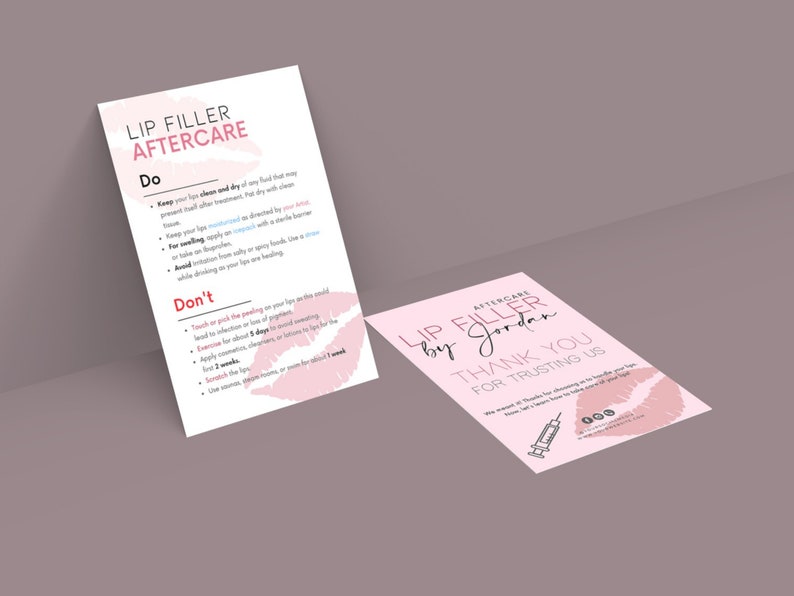 DIY Lip Filler Aftercare Card Templates Design Instant - Etsy