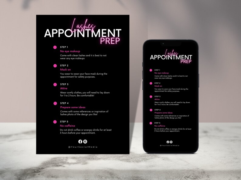 Lash Appointment Prep Card Digital Version IG Post Story - Etsy