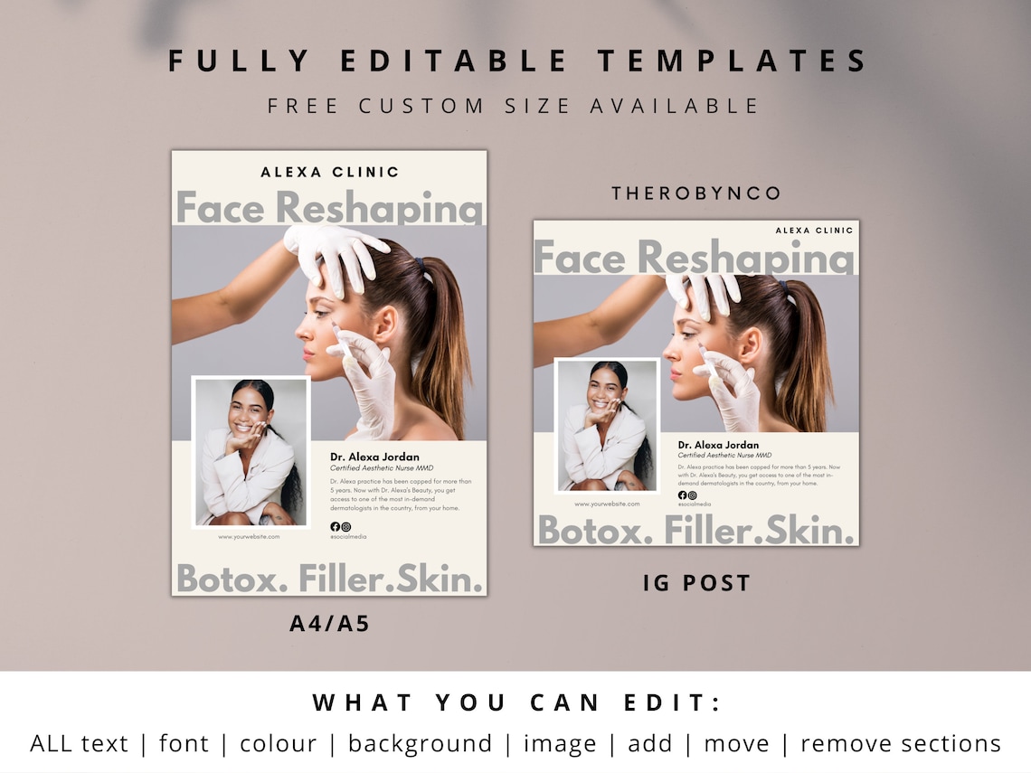DIY Botox Dermal Filler Beauty Flyer Templates Design Brand - Etsy