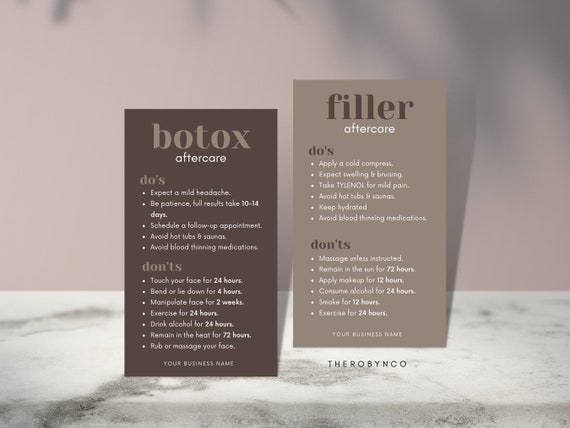 DIY Botox Filler Aftercare Card Design Mini Templates - Etsy