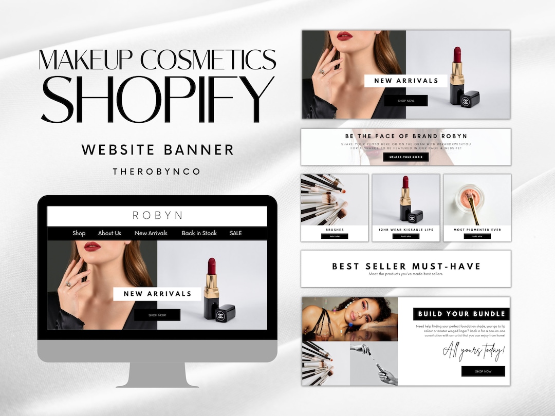 Beauty Cosmetics Makeup Shopify Website Banner Header Templates Design ...