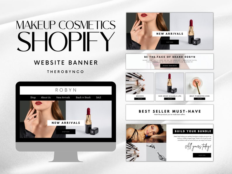 Beauty Cosmetics Makeup Shopify Website Banner Header - Etsy