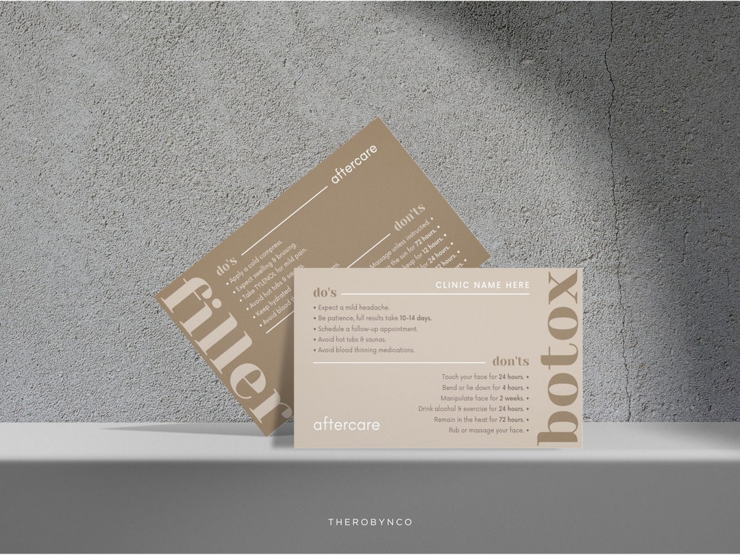 DIY Botox Filler Aftercare Card Design Mini Templates, Editable ...