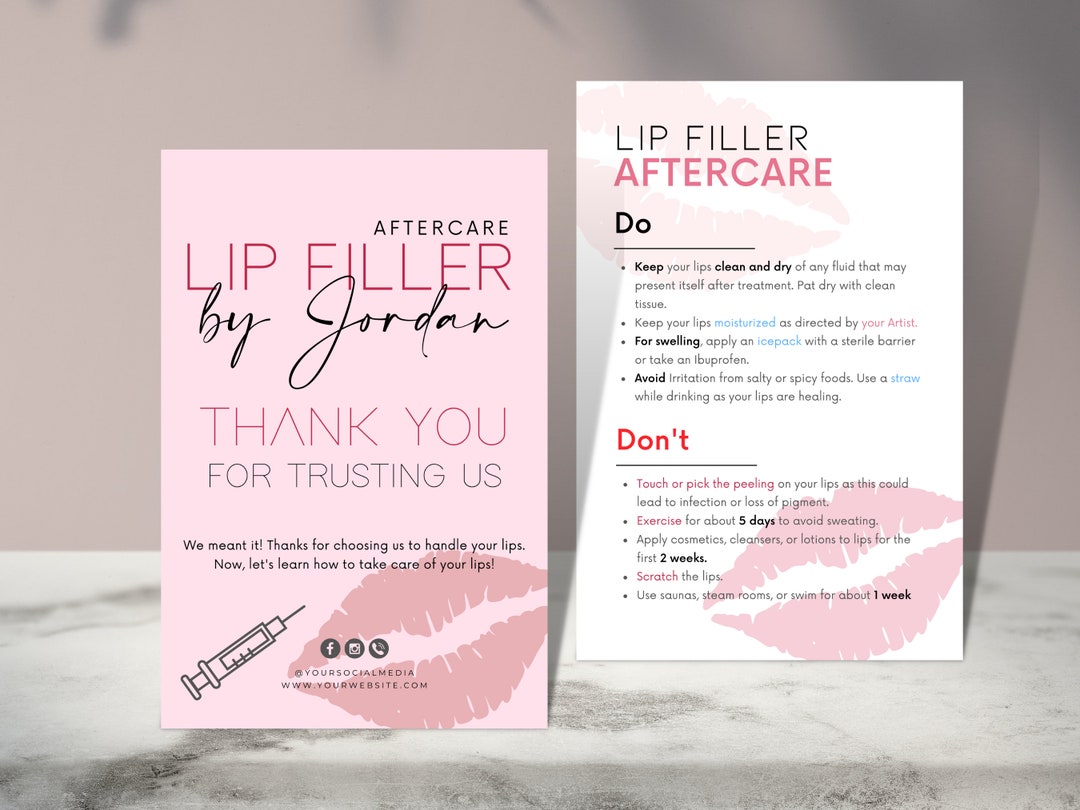 DIY Lip Filler Aftercare Card Templates Design, Instant, Editable ...