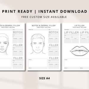 Botox and Dermal Filler Face Lip Treatment Record Form PDF, Patient ...