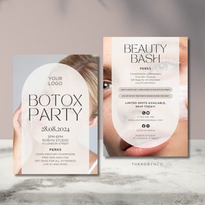 DIY Botox Party Event Beauty Flyer Templates Design, Editable Printable ...