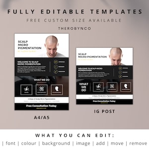 DIY SMP Flyer, Scalp Micropigmentation Flyer Templates Design, Hairline ...