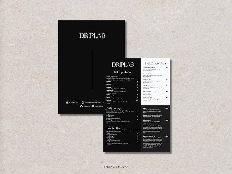 DIY IV Drips Price List Design Templates, Pre Made Complete Menu ...