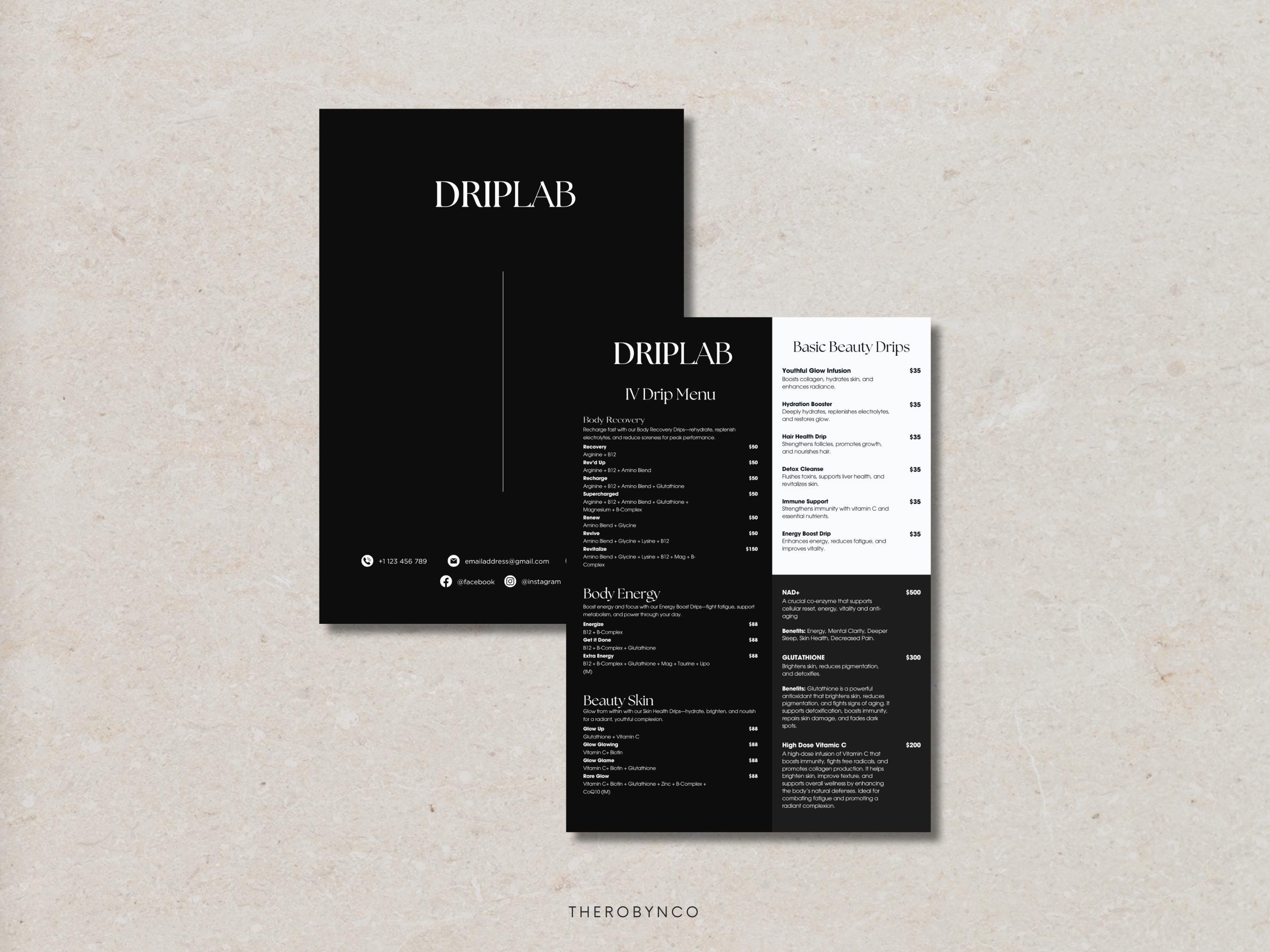 DIY IV Drips Price List Design Templates, Pre Made Complete Menu ...