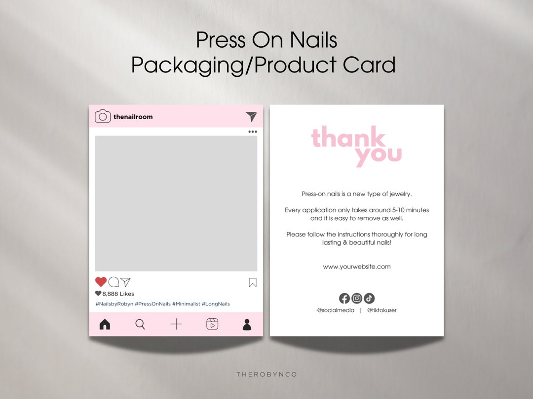 DIY Press on Nails Product Card Templates, Instructions How to Card ...