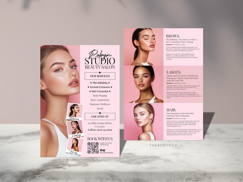 DIY Beauty Salon Pink Flyer Templates Design, Hair Nail Makeup Salon ...