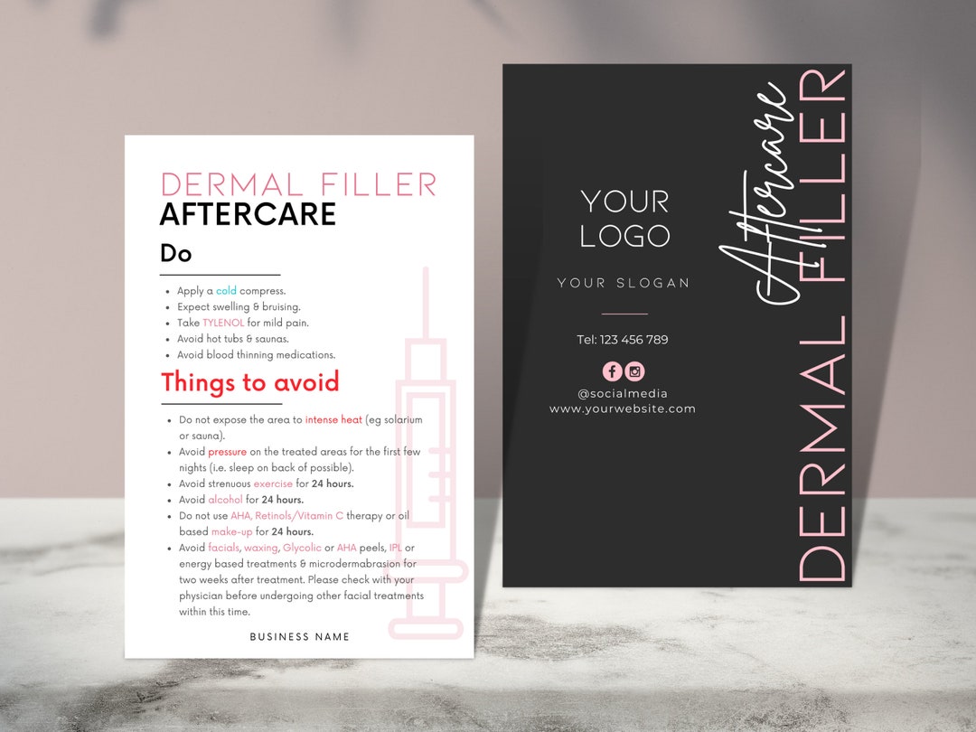 DIY Dermal Filler Aftercare Card Design Mini Templates, Editable ...