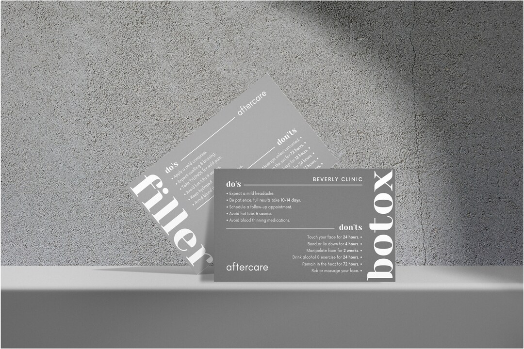 DIY Botox Filler Aftercare Card Design Mini Templates, Editable ...