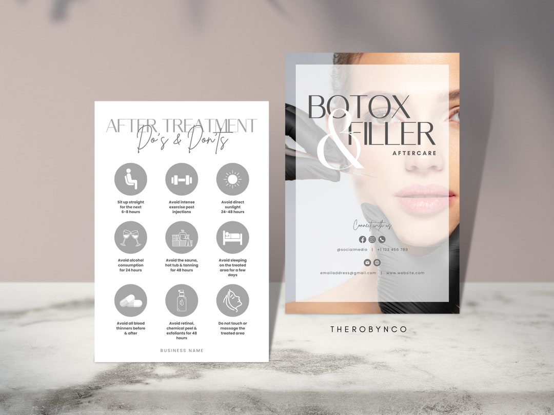 DIY Botox Filler Aftercare Card Design Mini Templates, Editable ...