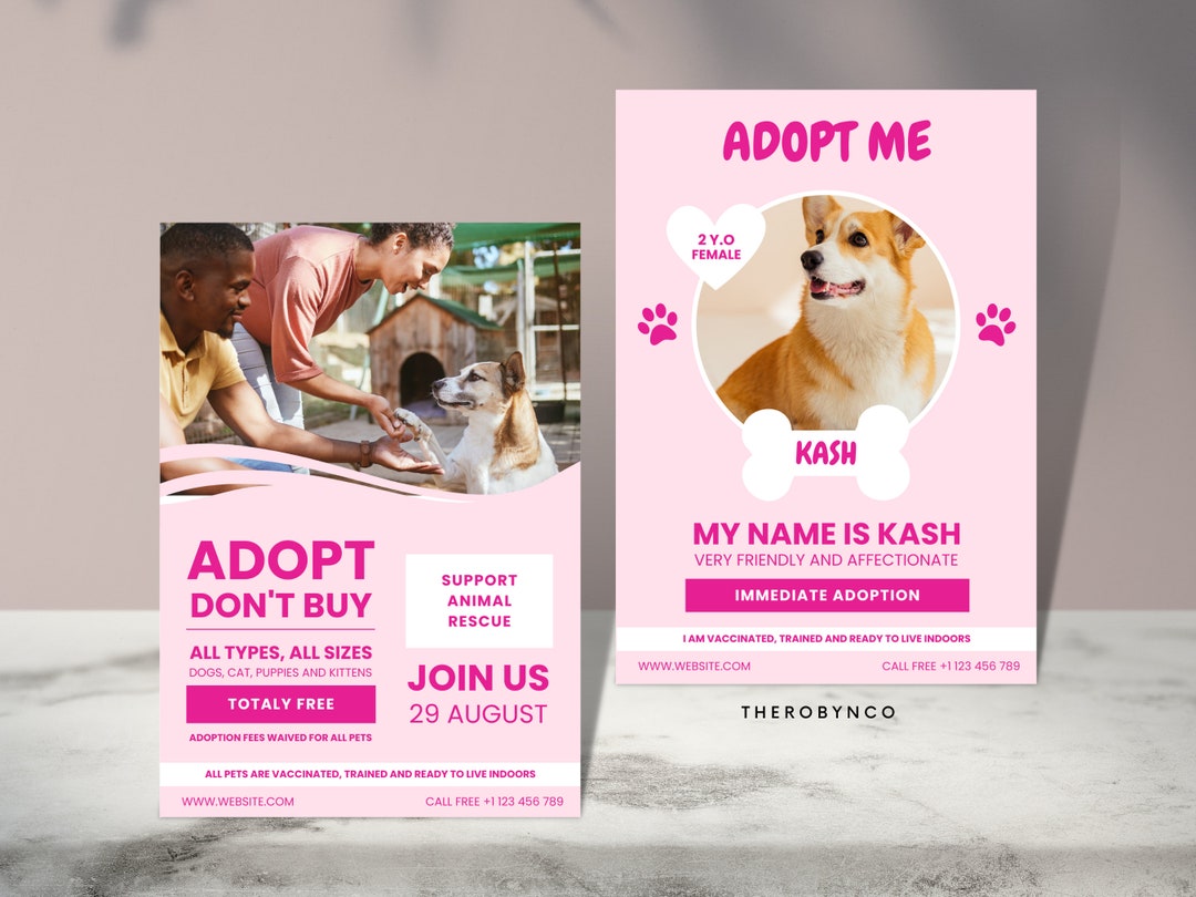 Eye-catching Pet Adoption Flyer Templates, Fully Editable in Canva ...
