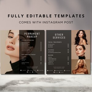 PMU Beauty Flyer Price List Templates Design Hair Nail Makeup Salon ...