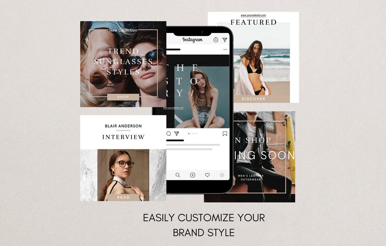 Editable Social Media Bundle Pack Template Aesthetic Fashion - Etsy