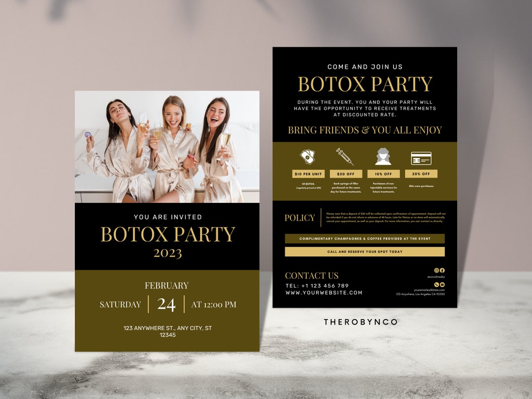 DIY Botox Party Promotional Beauty Flyer Templates, Editable Printable ...