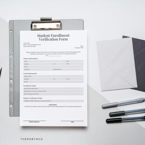 Student Enrollment Verification Form Template, Proof of Enrolment Form, Editable Confirmation of ...