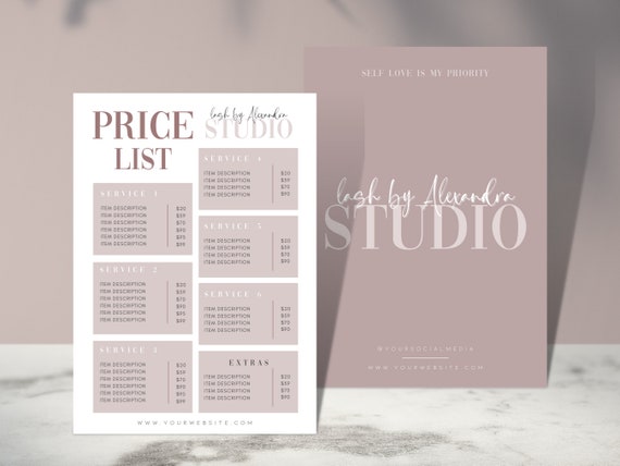DIY Price List Templates Editable Printable More Listing - Etsy