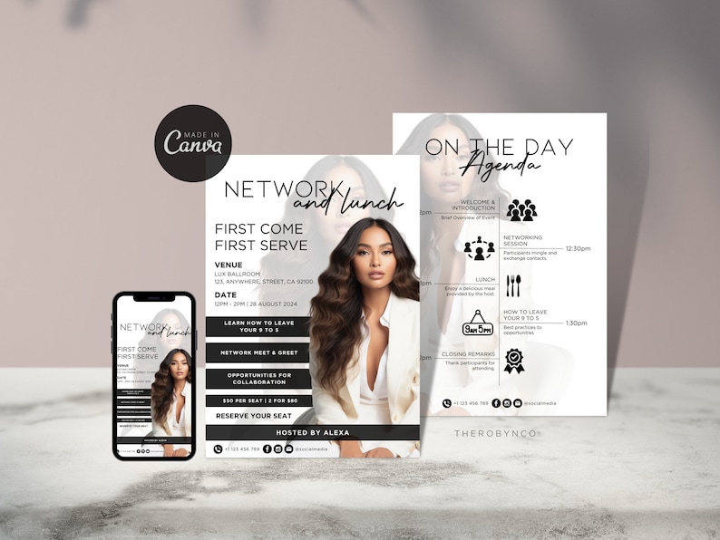 DIY Networking Lunch Flyer Templates Design, Networking Women's ...