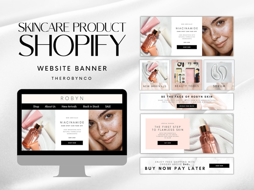 Skincare Product Shopify Website Banner Header Templates Design Set ...