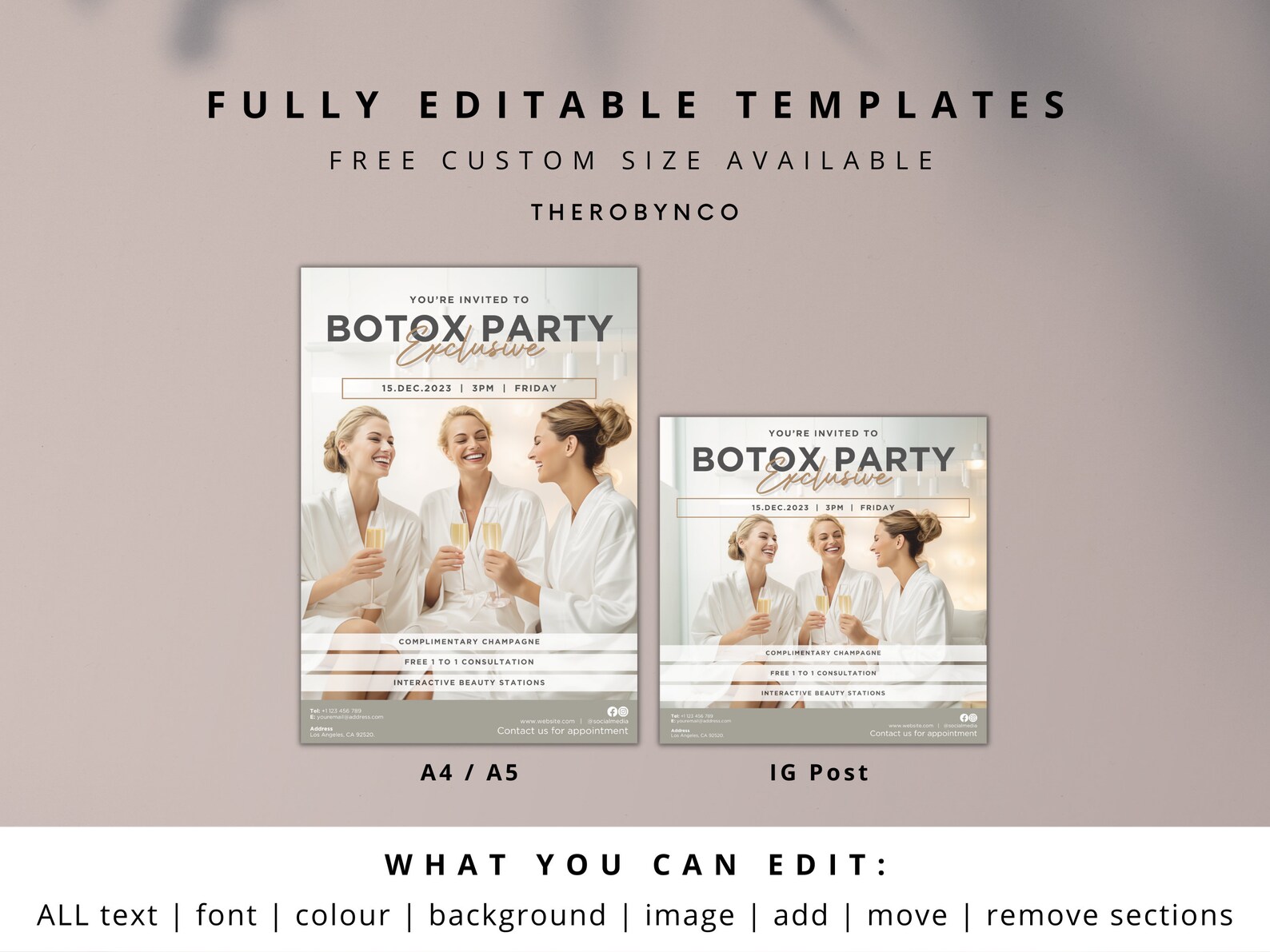 DIY Botox Party Promotional Beauty Flyer Templates, Editable Printable ...