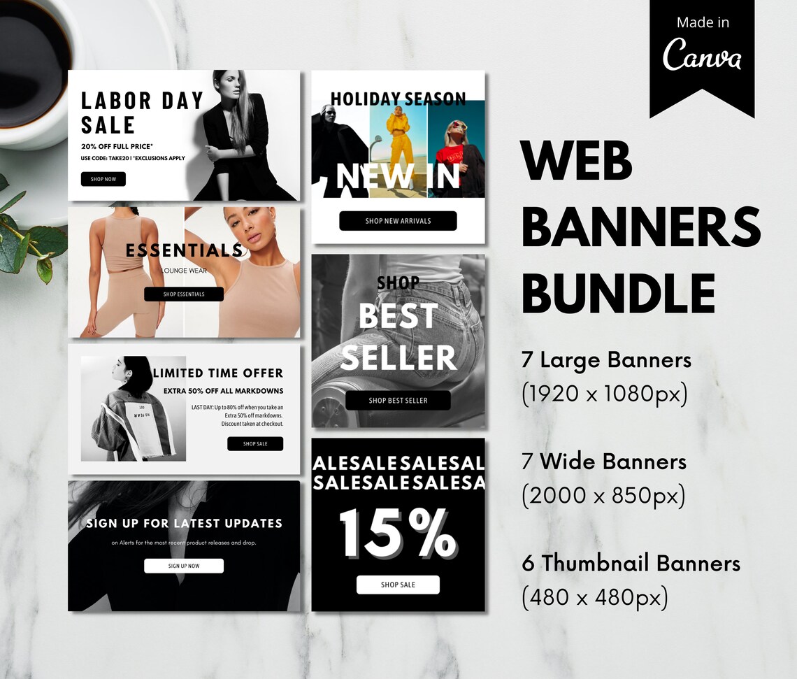 Web Banner Fashion Website Banner Editable Instant | Etsy