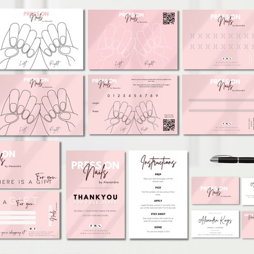 DIY Mini Bundle Press on Nails Product Card & Instructions - Etsy