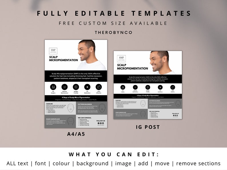 DIY SMP Flyer, Scalp Micropigmentation Flyer Templates Design, Hairline ...