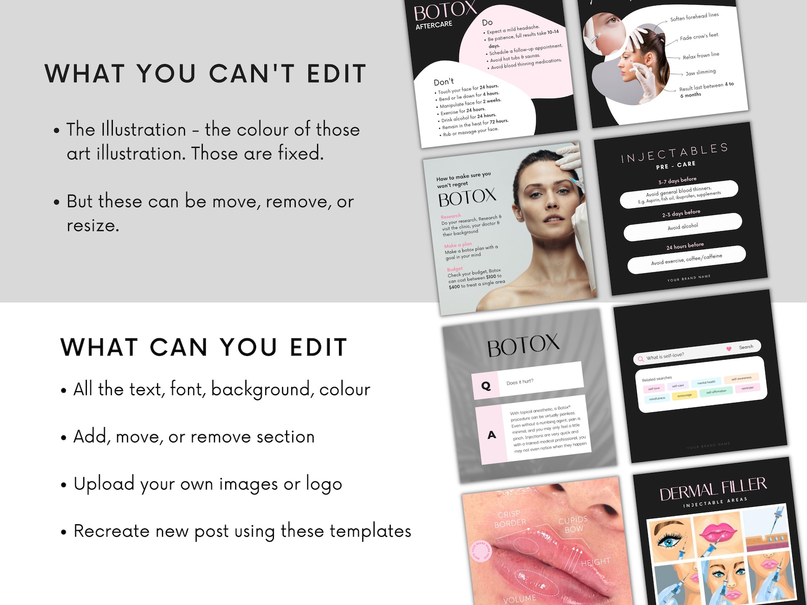 DIY 60 Botox and Filler Instagram Post Templates Content | Etsy