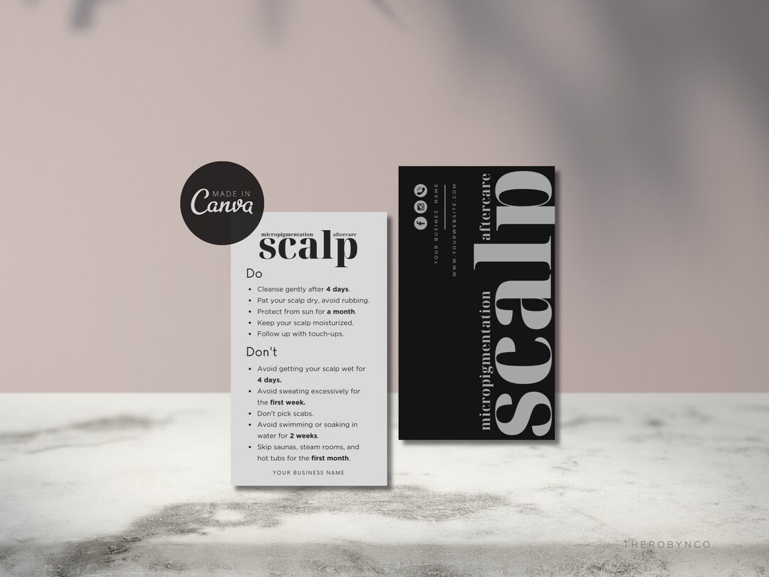 DIY SMP Aftercare, Scalp Micropigmentation Card Templates Design ...