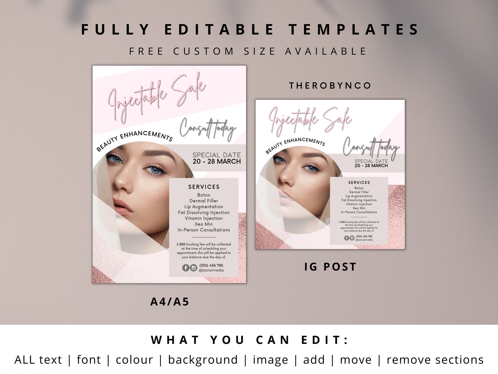 DIY Botox Dermal Filler Beauty Flyer Templates Design Brand - Etsy