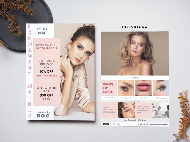 Beauty Flyer Brand Awareness Templates Permanent Makeup - Etsy