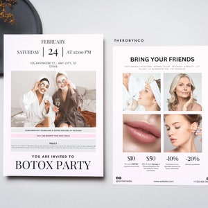 DIY Botox Party Promotional Beauty Flyer Templates, Editable Printable ...