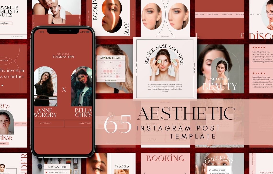 65 Editable Social Media Bundle Pack Template Skincare Beauty - Etsy